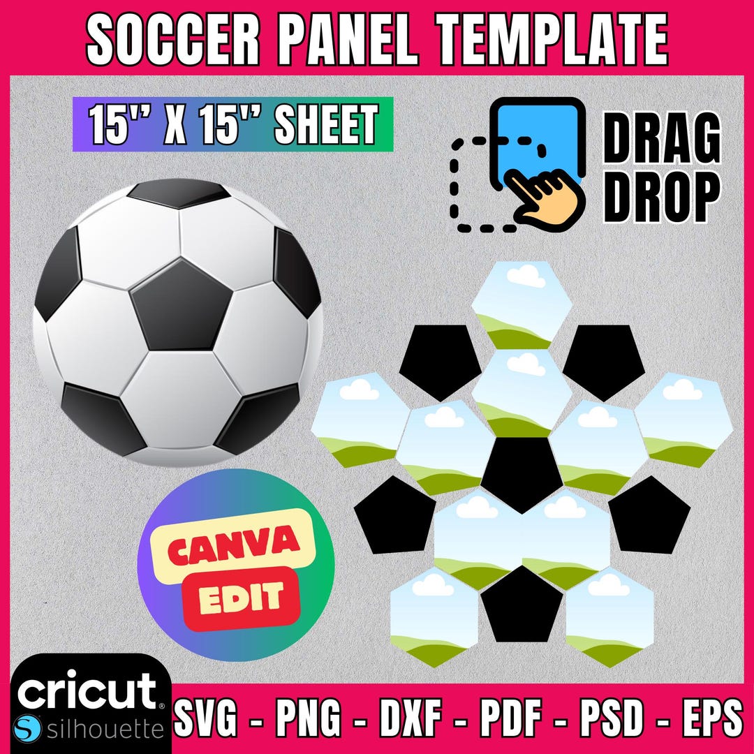 Soccer Panel Blank Template, Custom Soccer Ball Wrap, Canva Editable ...