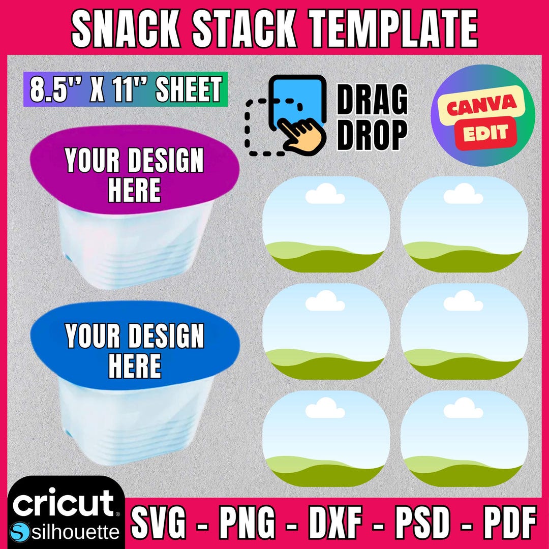 Snack Template, Snack Stack Chip Topper Label Template, Party Favor ...