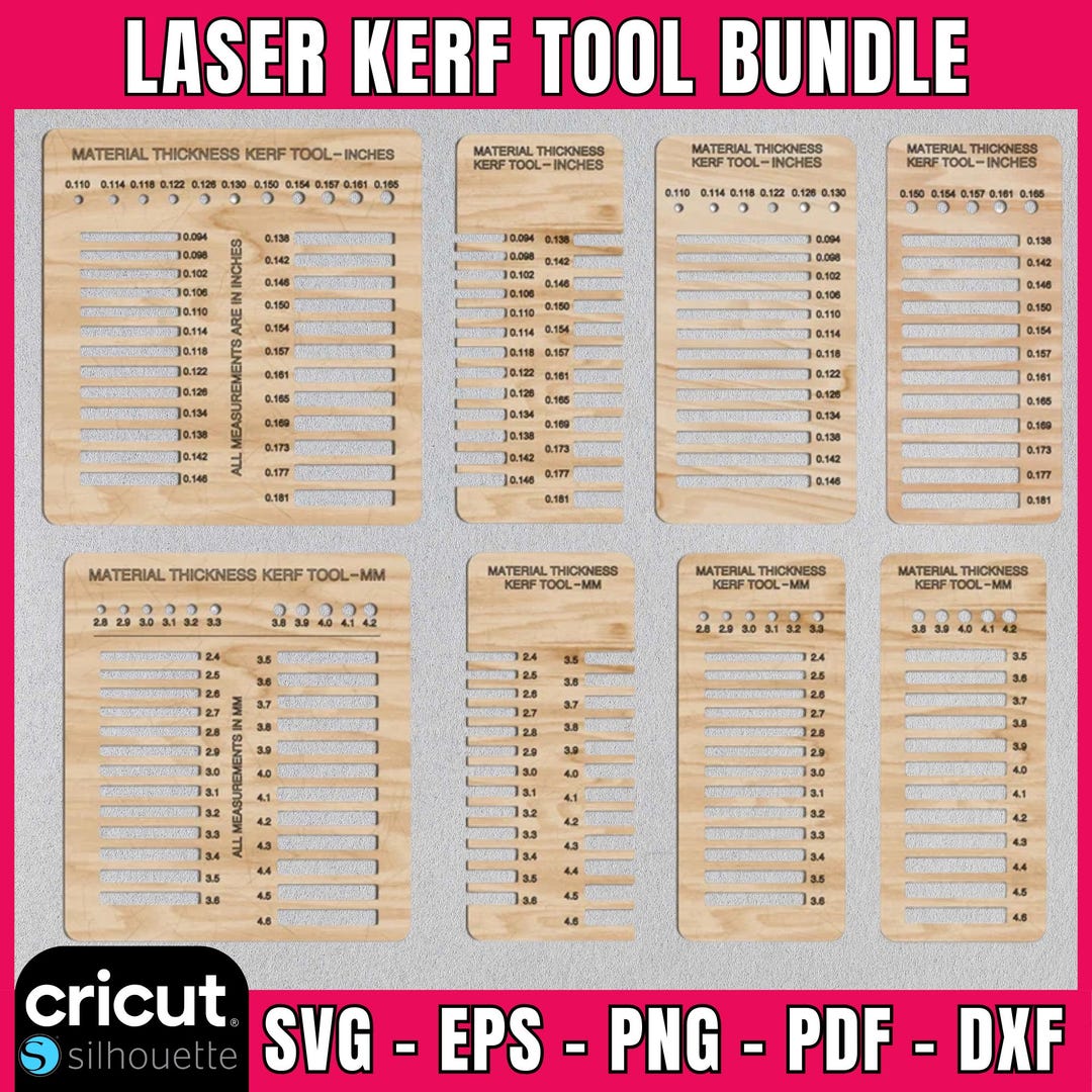 Kerf Tool Svg, Material Thickness Test, Kerf Finder Svg, Material ...