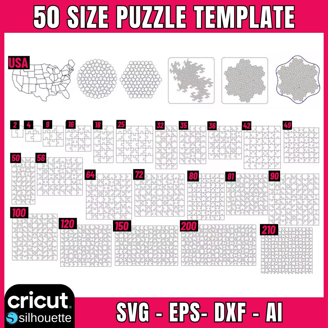 Puzzle Svg Template, Jigsaw Puzzle Svg, Puzzle Piece Svg, Laser Cut ...