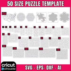 Puzzle Svg Template, Jigsaw Puzzle Svg, Puzzle Piece Svg, Laser Cut ...