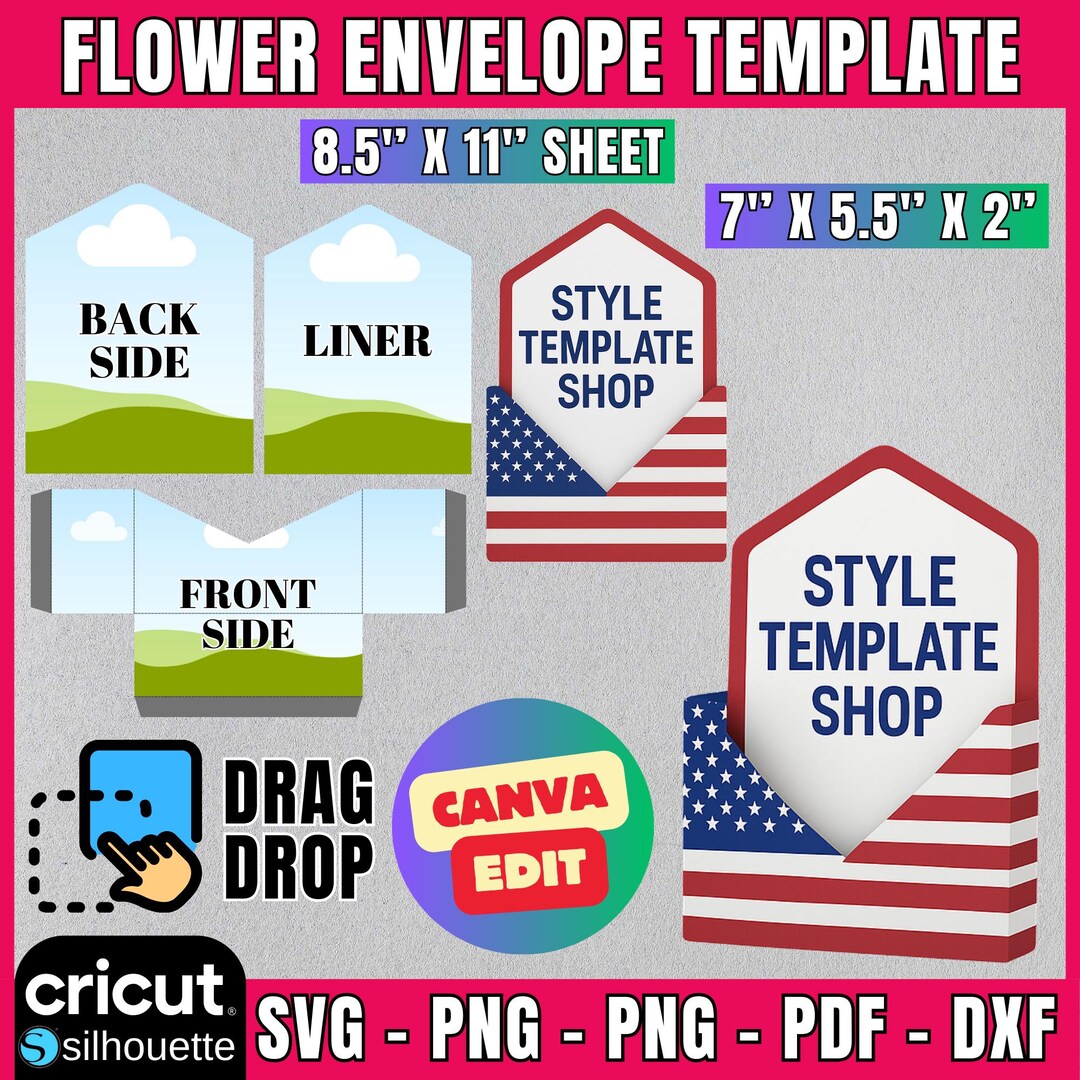 Flower Envelope Template, Flower Envelope Box, Flower Box Packaging ...