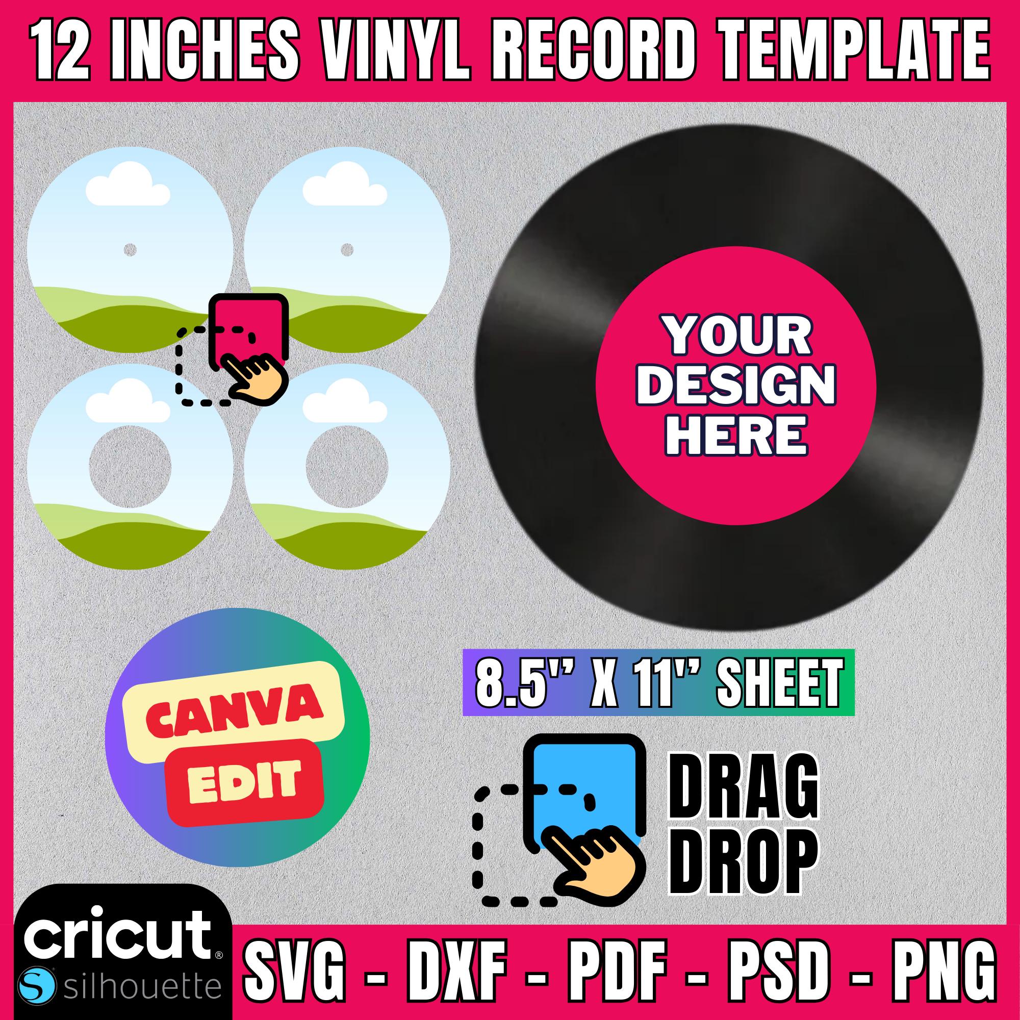 12 Inches Vinyl Record Template, Vinyl Record Label Template, Record ...