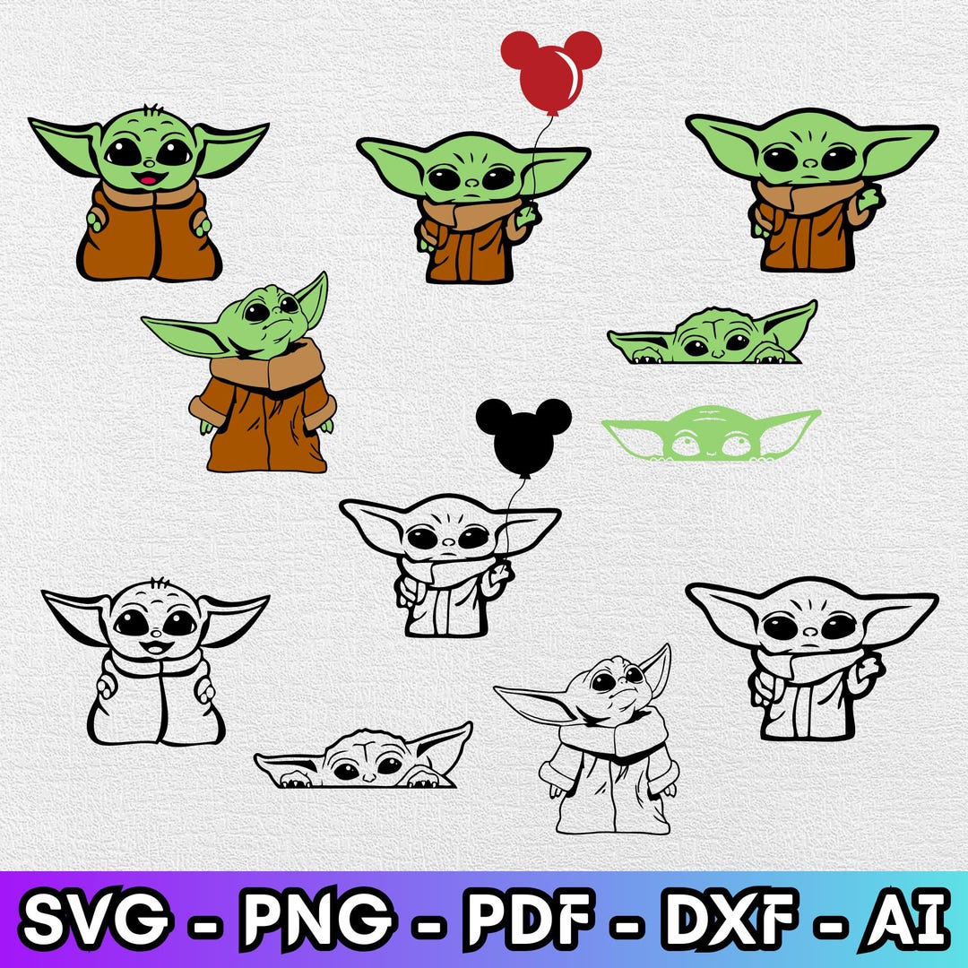 Grogu Svg, Baby Yoda Svg Bundle, Baby Yoda Clipart, Cartoon Movie Svg ...