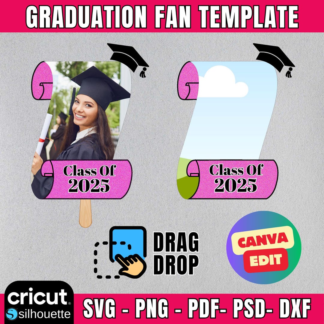 Grad Paddle Fan Template, Custom Grad Fan, Graduation Fan Template ...