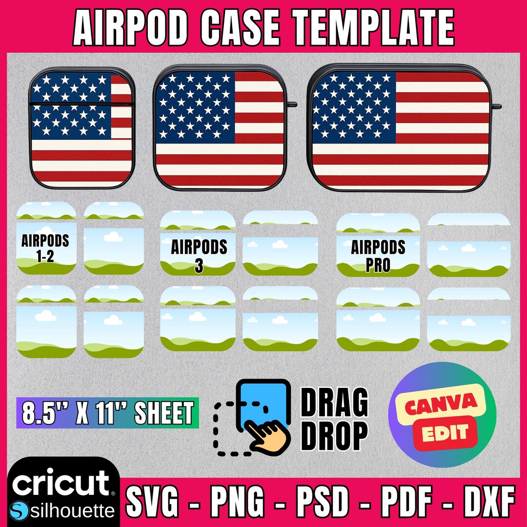 AirPod Case Sublimation Template Bundle, Phone Case Template, AirPod 1/ ...