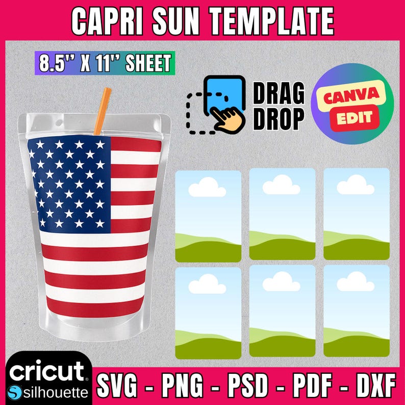 Capri Template Svg, Blank Capri Sun Template, Juice Pouch Label, Juice ...