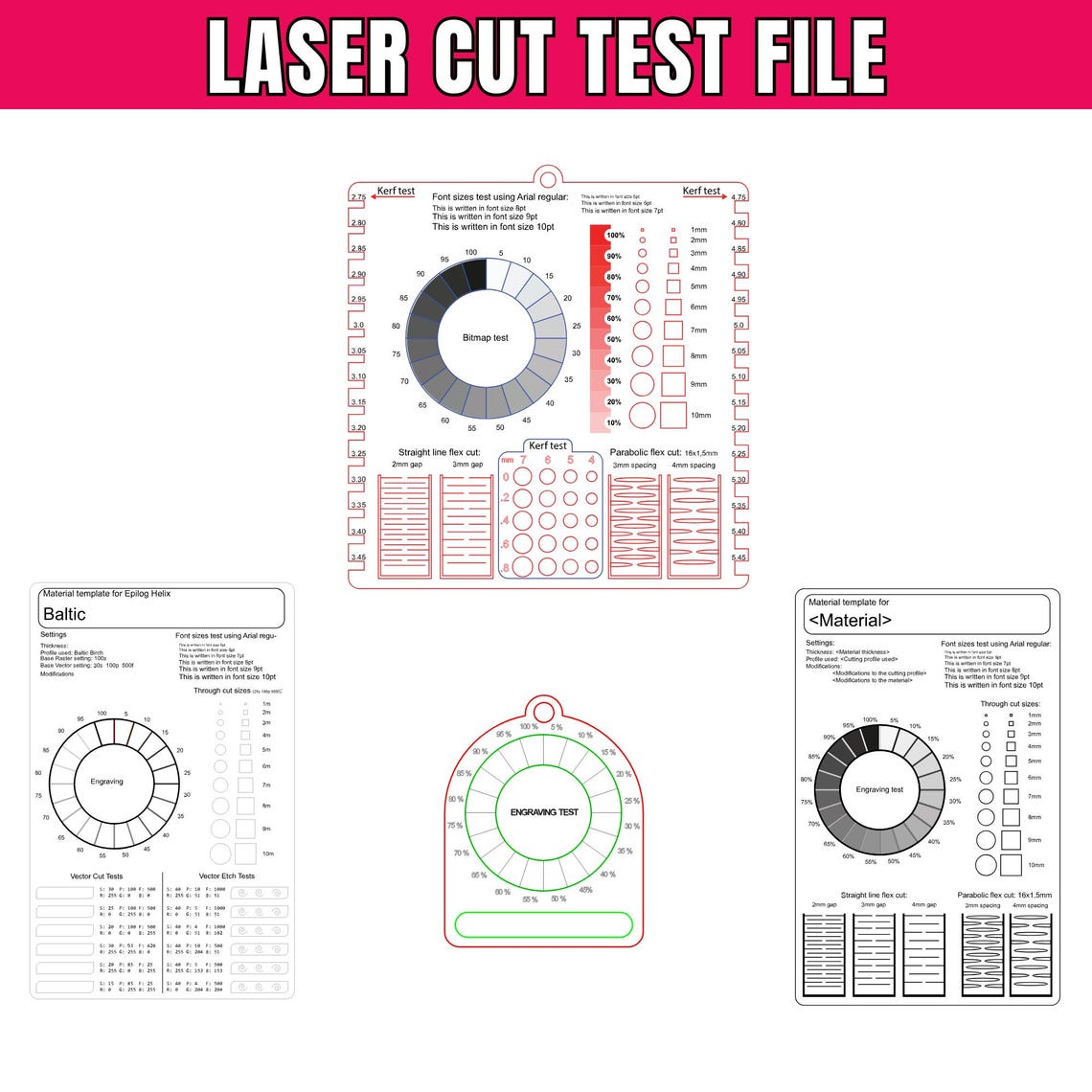 Laser Test File, Laser Cut Files, Lightburn Test File, Glowforge Test ...