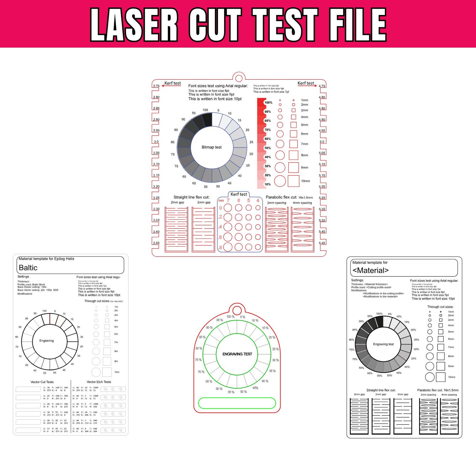 Laser Test File, Laser Cut Files, Lightburn Test File, Glowforge Test ...