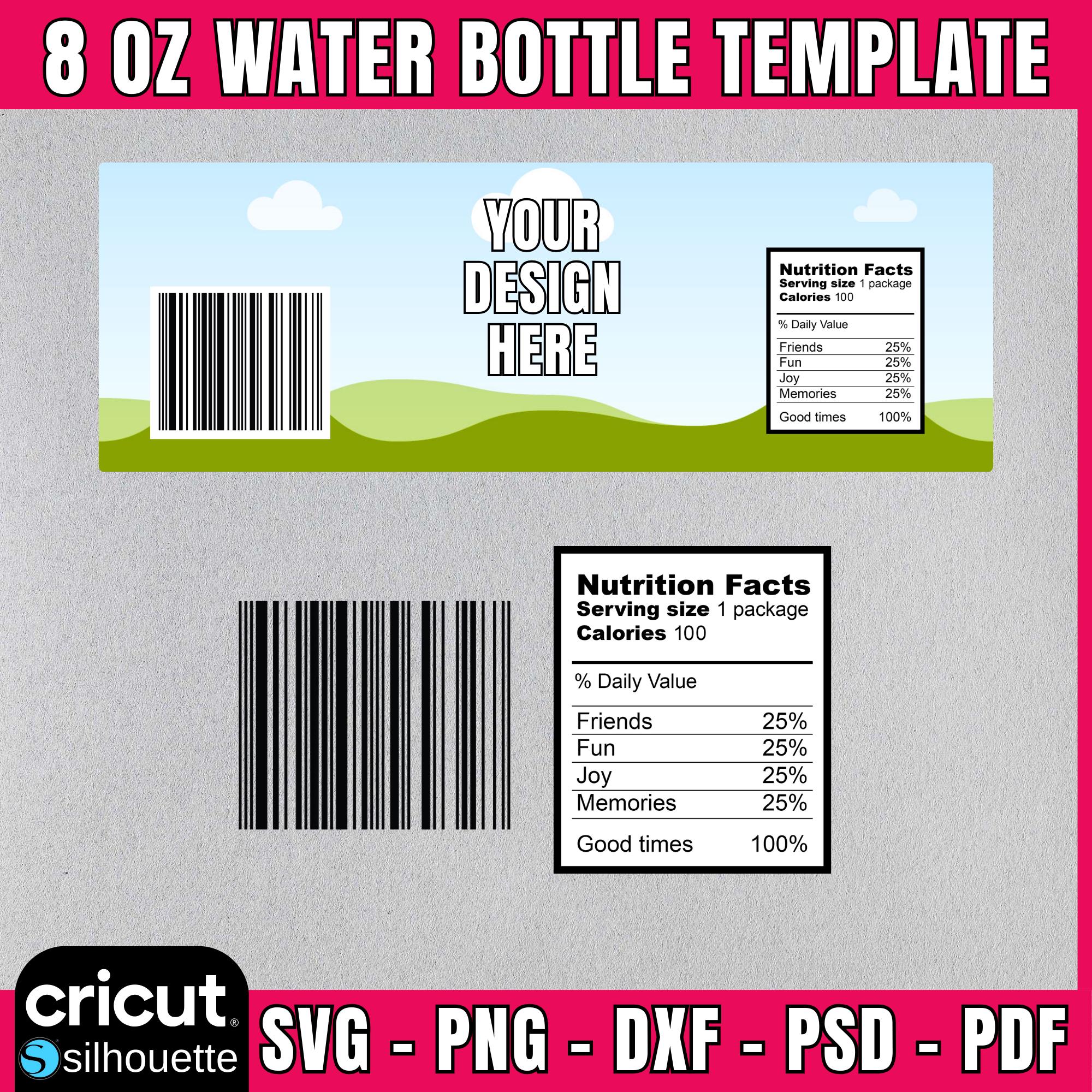 8 Oz Water Bottle Template, Water Bottle Sticker, Water Bottle Label ...