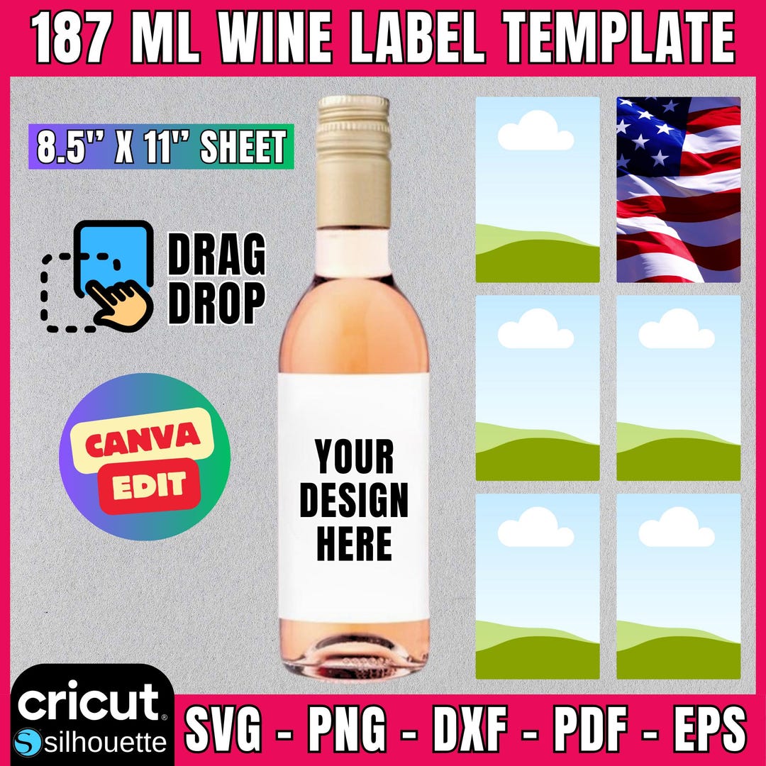 187 Ml Wine Label Template, Mini Wine Label Template Svg, Mini Wine ...