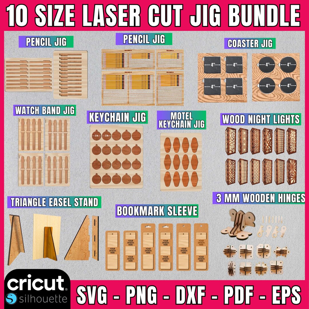 Laser Cut Jig Bundle, Laser Cut File, Laser Pencil Jig Svg, Watch Band ...
