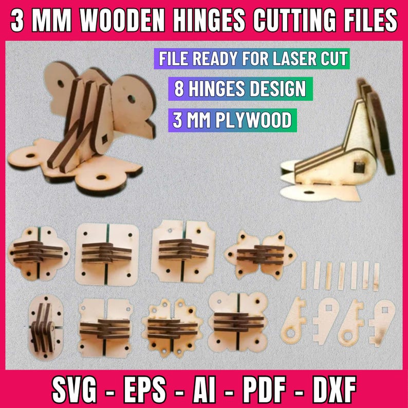 Wooden Hinges Cutting Files, Laser Cut Files, Hinge Svg, Hinge ...