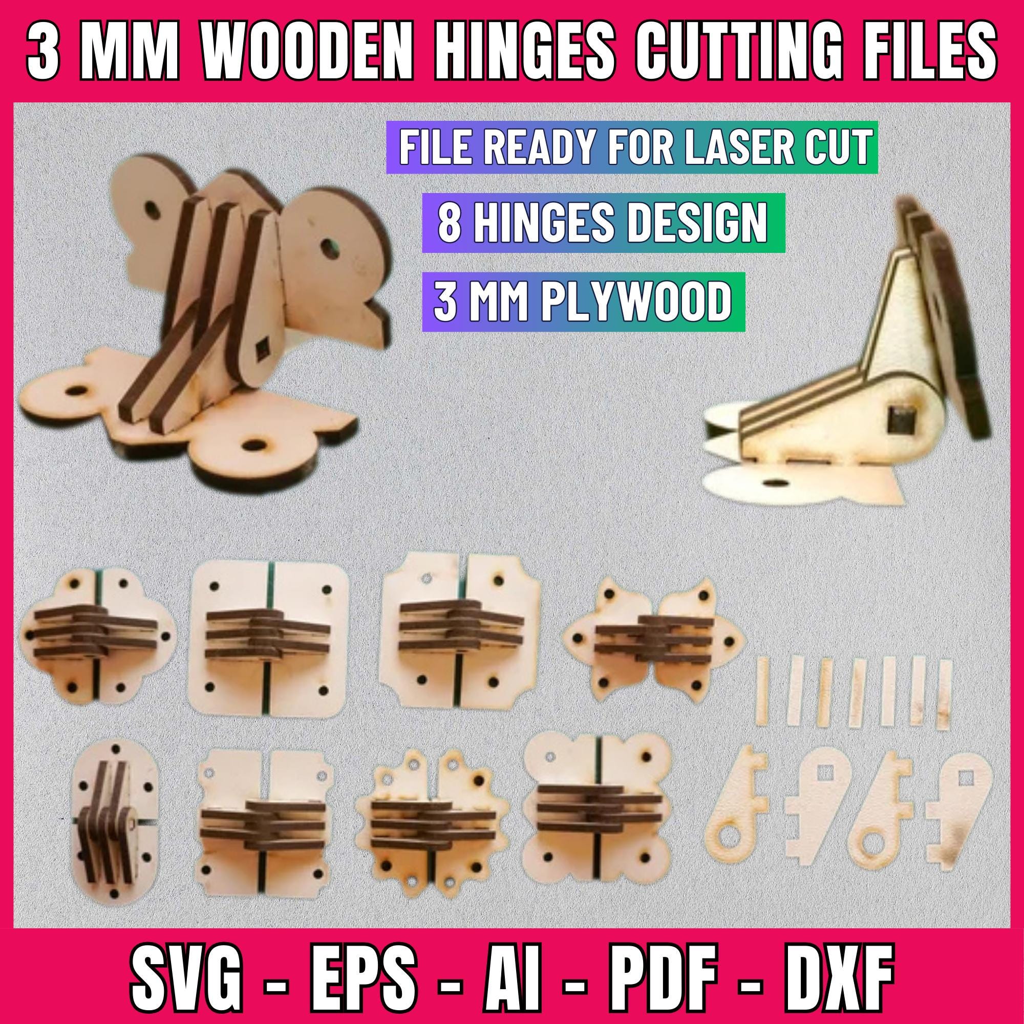 Wooden Hinges Cutting Files, Laser Cut Files, Hinge Svg, Hinge ...