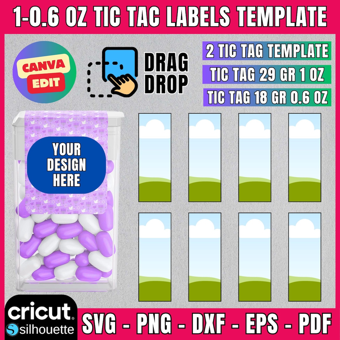 1-0.6 Oz Tic Tac Labels Template Svg, Tic Tac Blank Wrapper Template ...