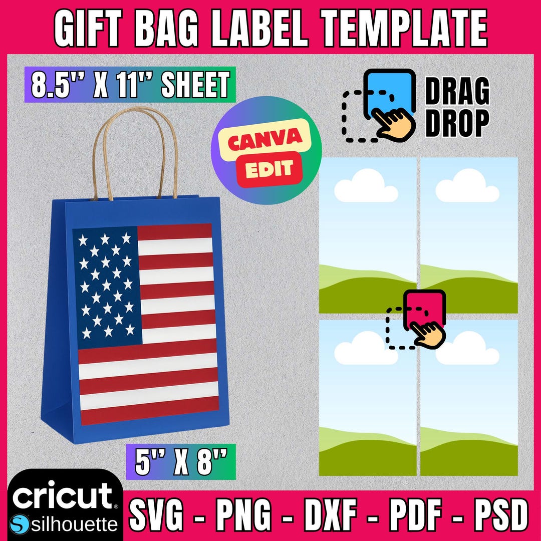 Gift Bag Label Template, Birthday Bag Template, Party Favor Template ...