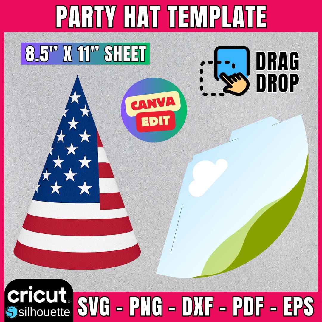 Party Hat Template, Party Hat Svg, Birthday Hat Template, Blank Hat ...