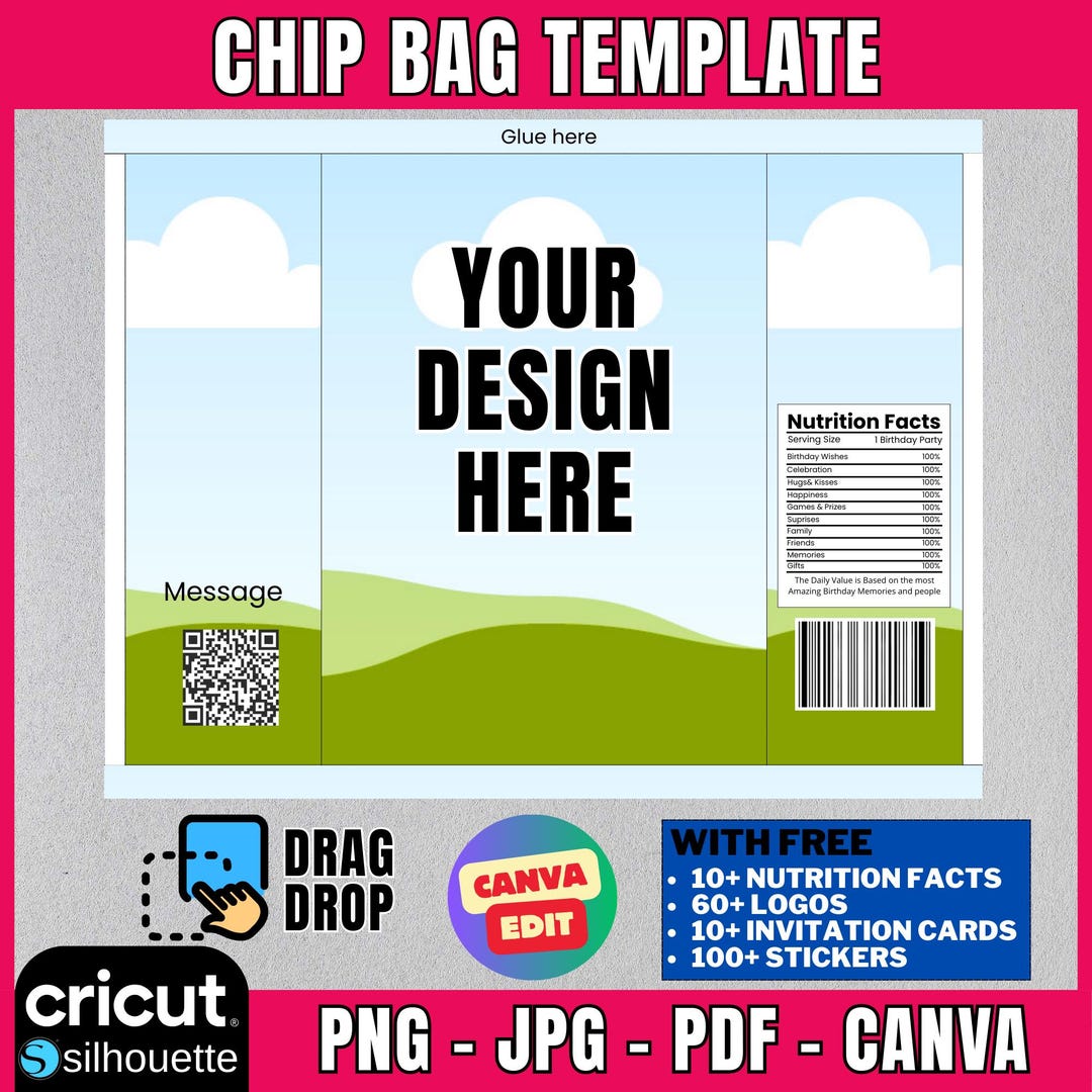 Chip Bag Template, Blank Chip Bag, Chip Bag Template Canva Editable ...