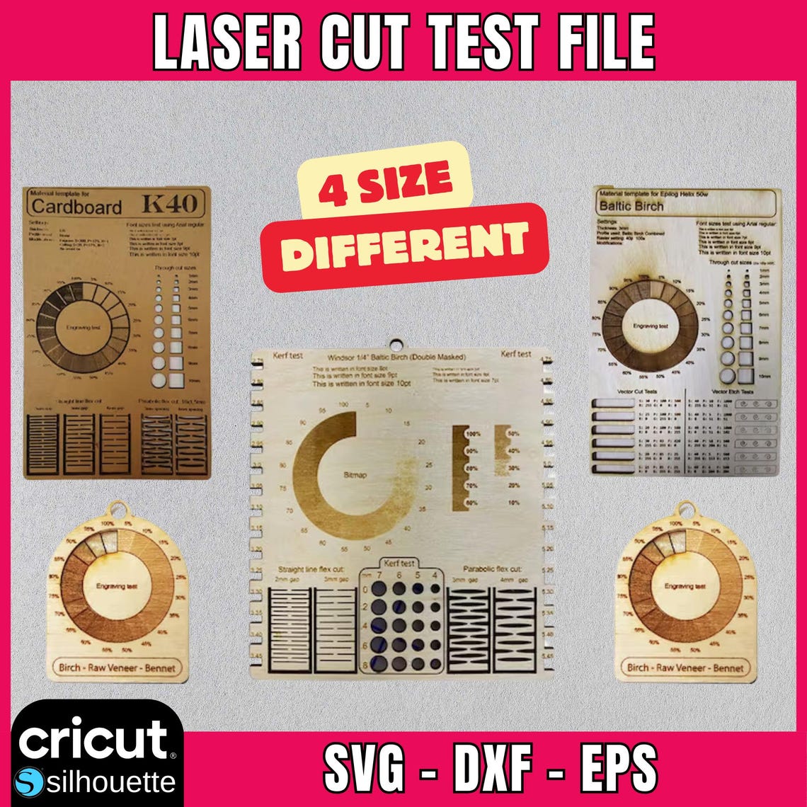 Laser Test File, Laser Cut Files, Lightburn Test File, Glowforge Test ...