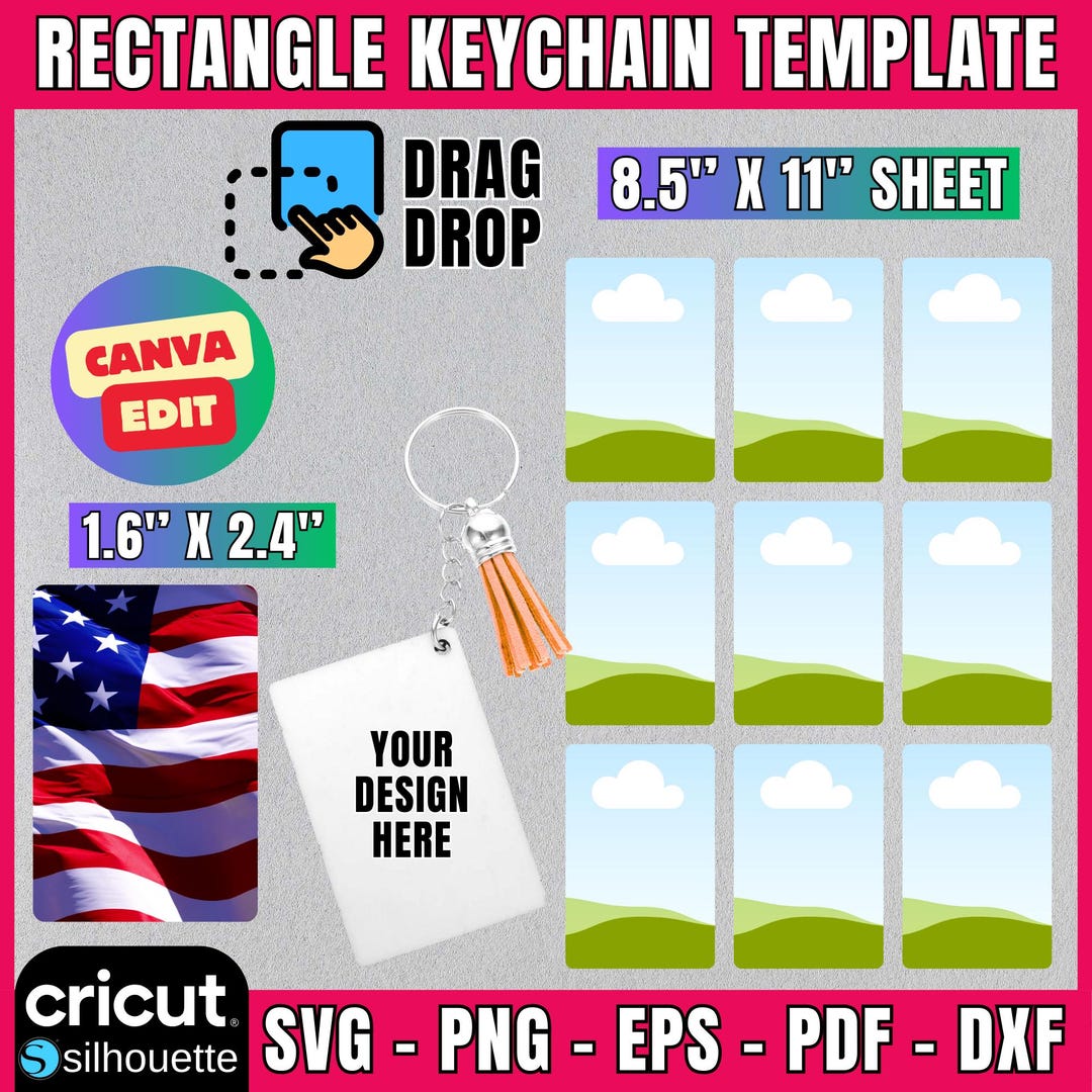 Rectangle Keychain Template, Keychain Template Svg, Sublimation ...