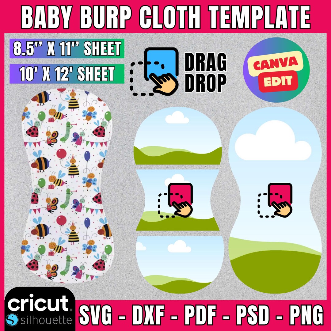 Baby Burp Cloth Template, Baby Burp Cloth for Sublimation, Baby Boy or ...