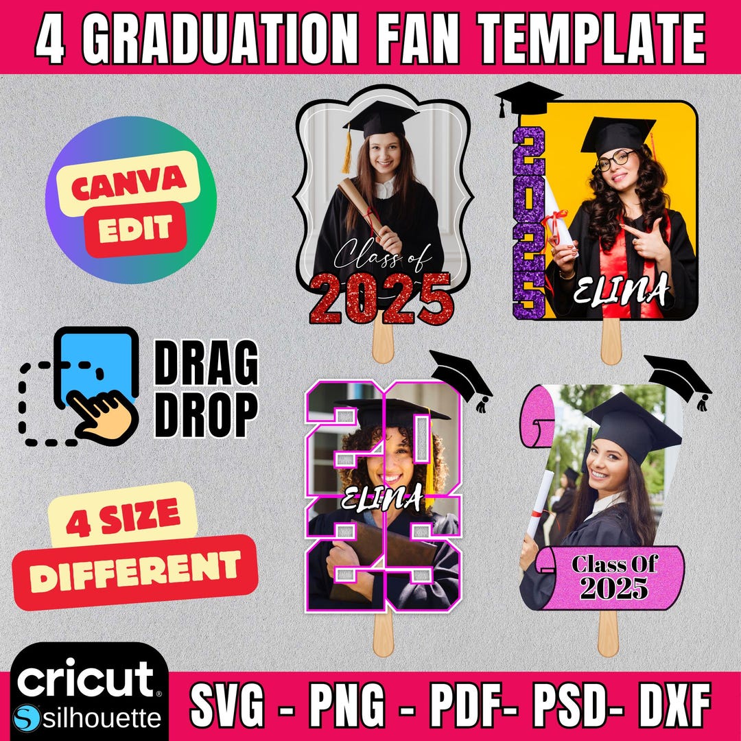 Grad Paddle Fan Template Bundle, Grad Fan, Graduation Fan Template ...