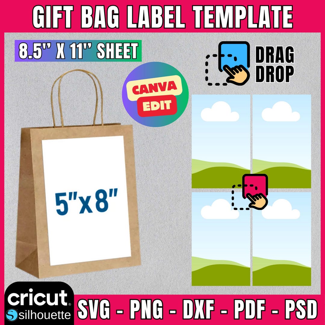 Gift Bag Label Template, Birthday Bag Template, Party Favor Template ...