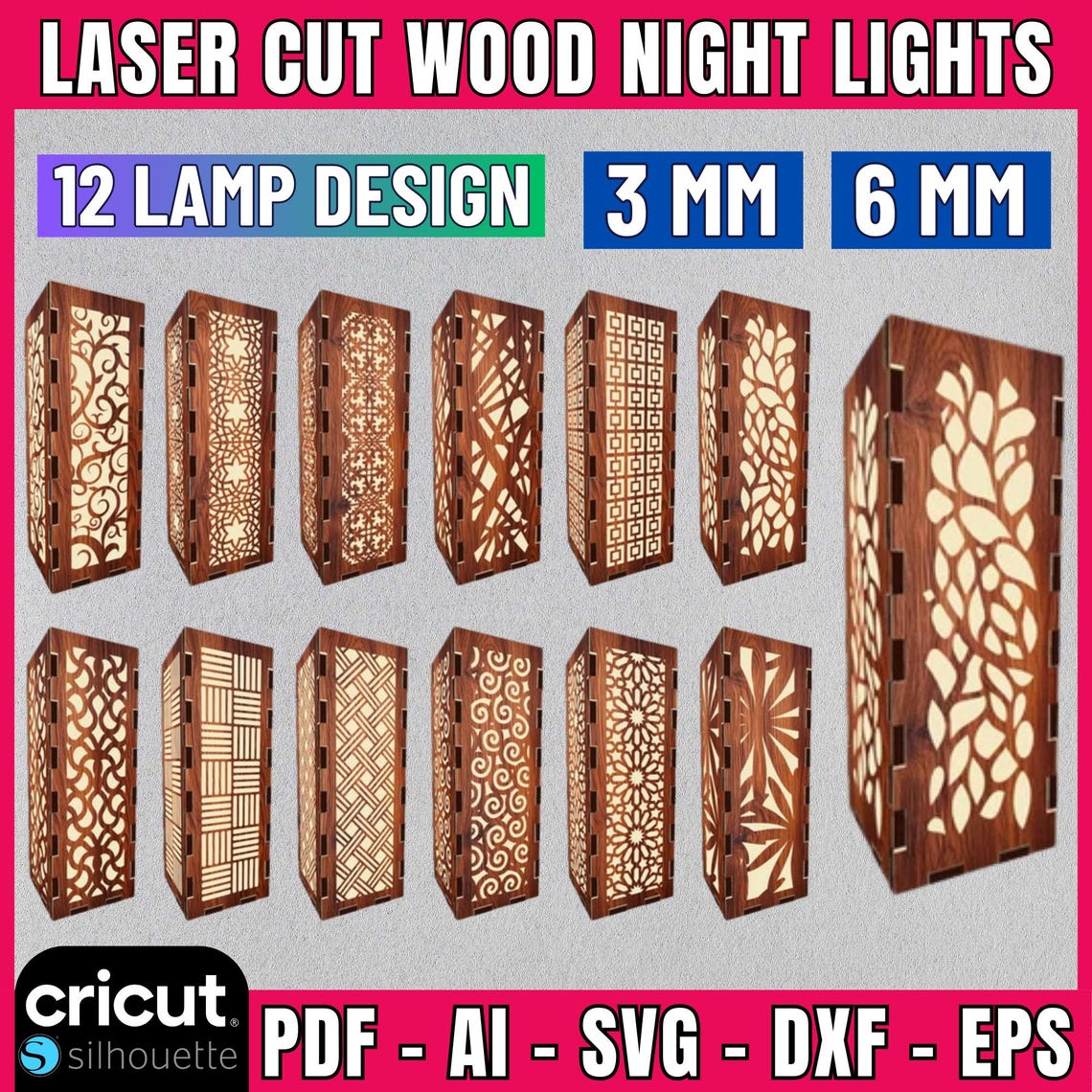 Wood Night Lights Template, Tealight Candle Holder, Tealight Lantern ...