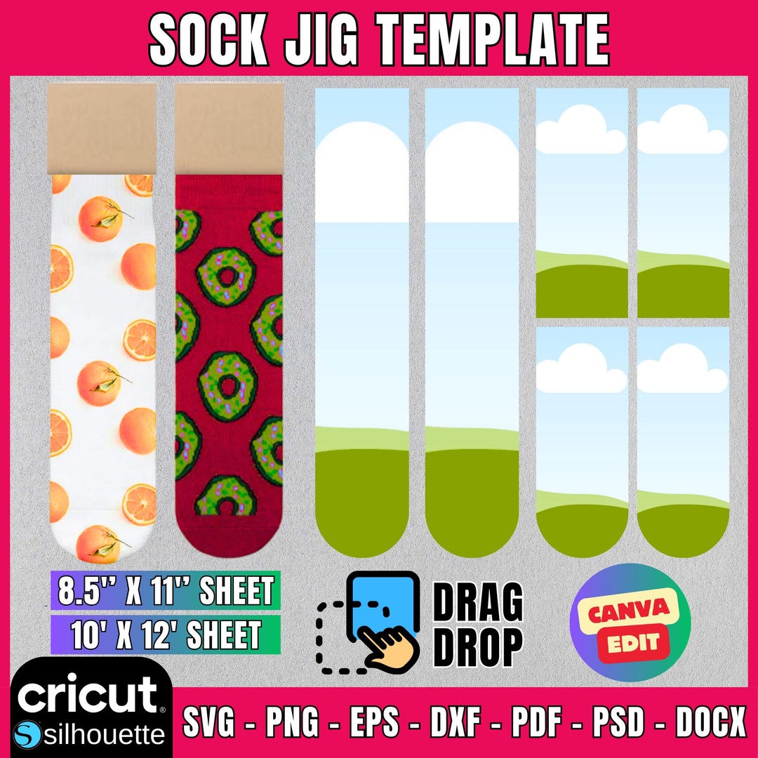 Sock Jig Template Svg, Adult Sock Jig Template, Sock Jig Sublimation ...
