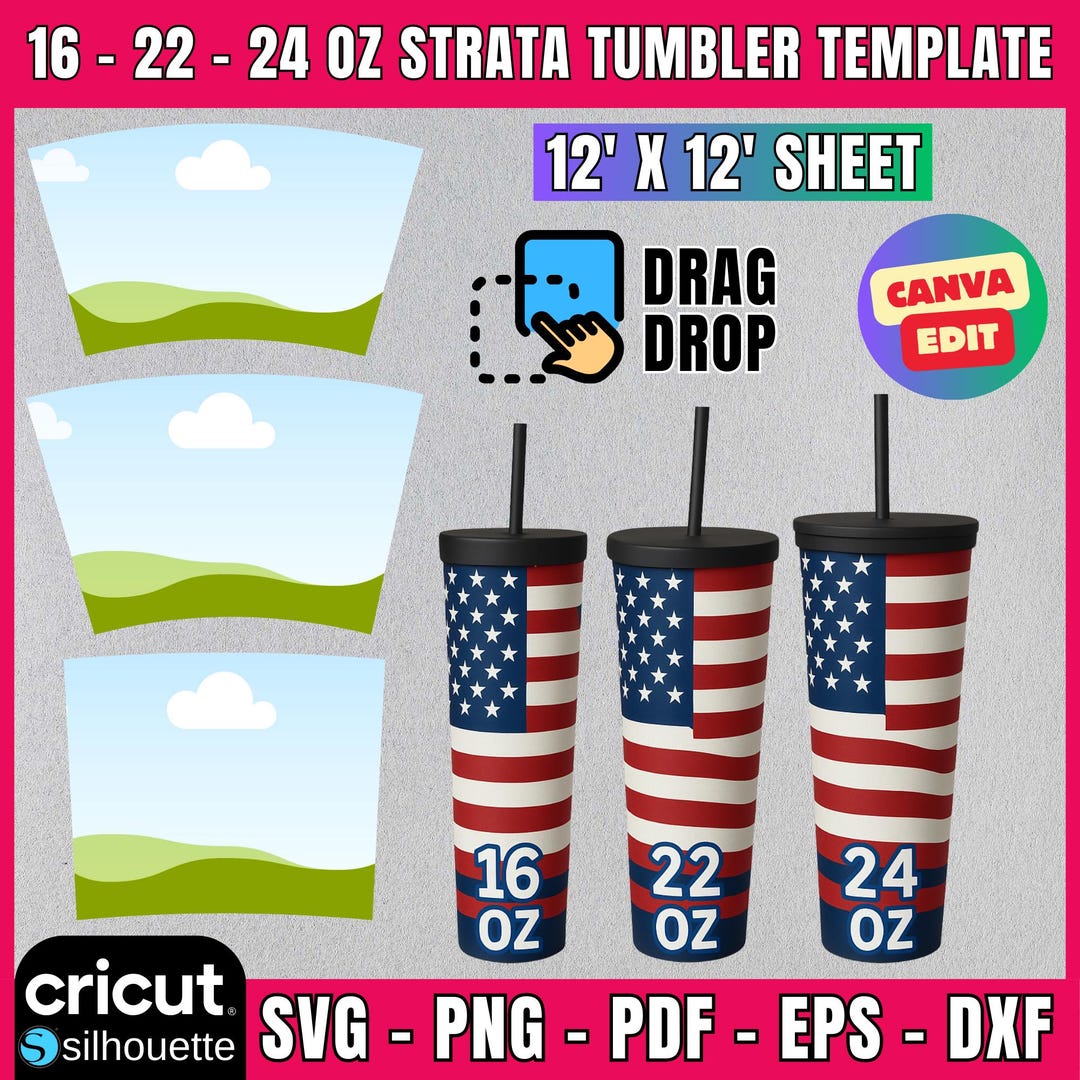 16 , 22 , 24 , Oz Strata Tumbler Template Bundle, Strata Tumbler Wrap ...
