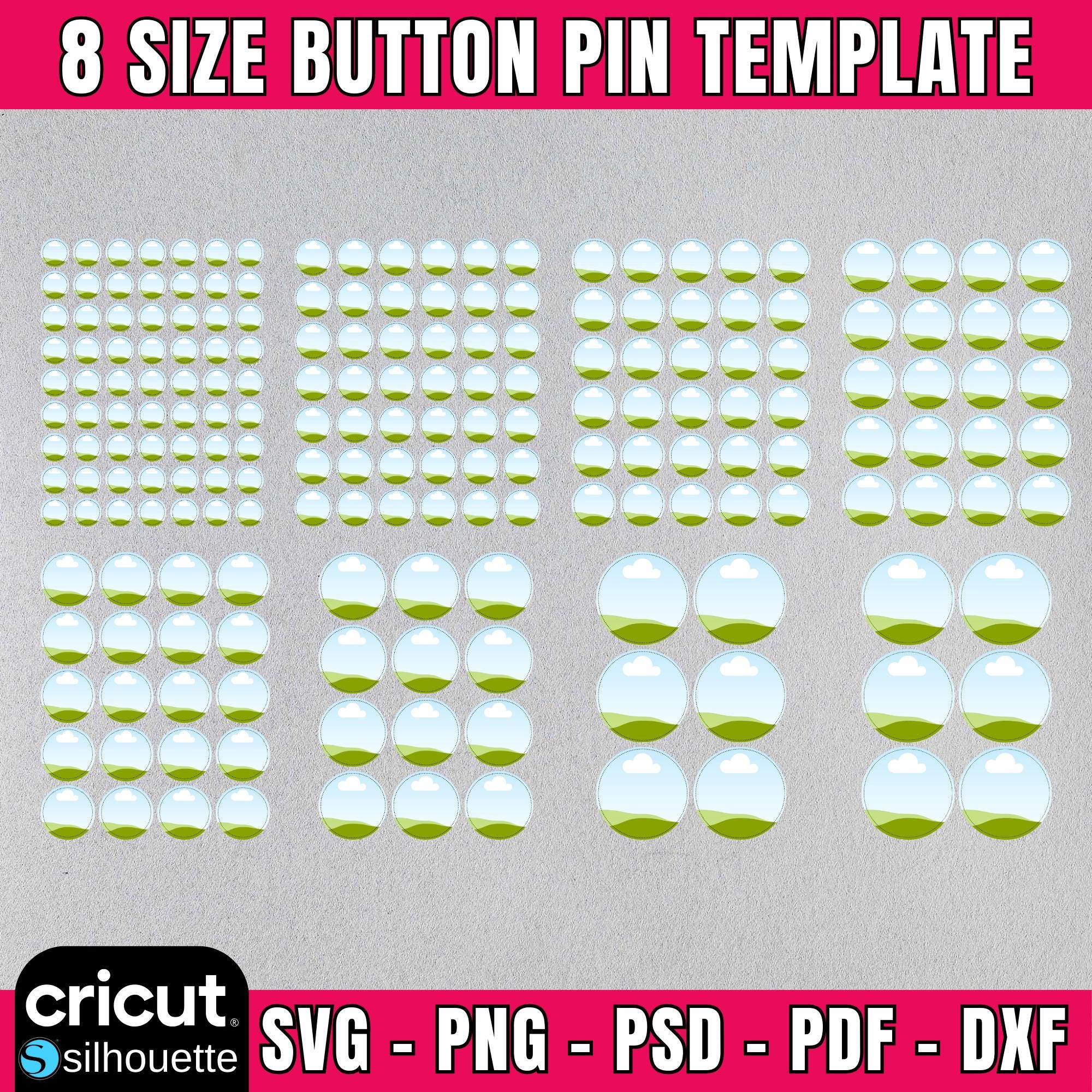 Button Pin Template Bundle, Button Pin Svg, Button Pin Template, Sublimation Button Pin Template ...