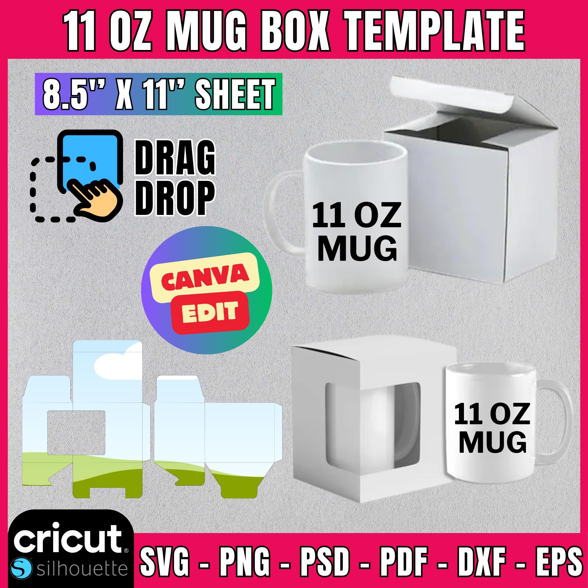 11 Oz Mug Box Template, Mug Box Template With Window, 11oz Mug Box Svg ...
