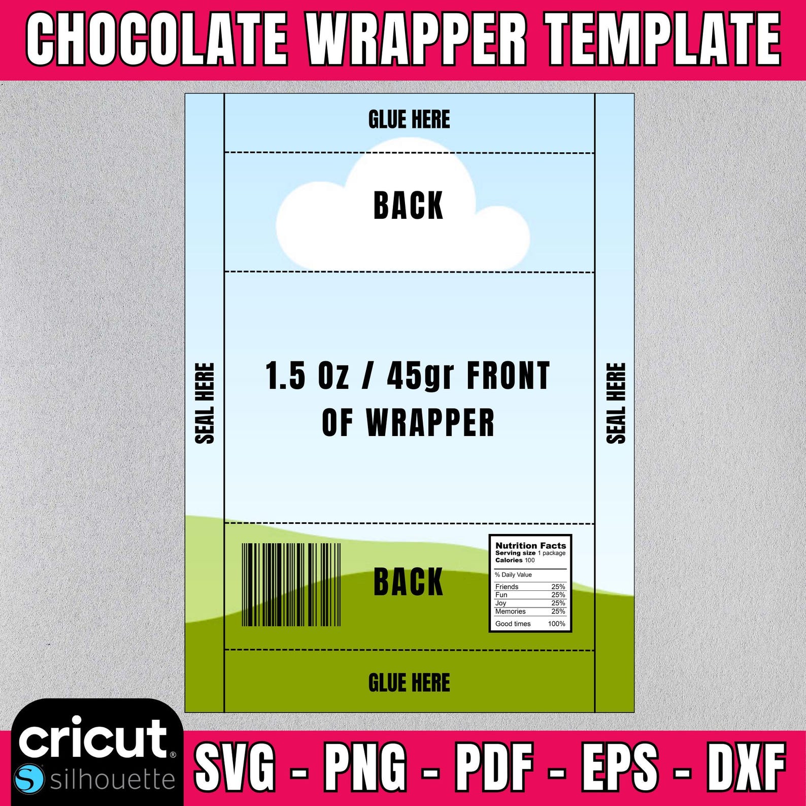 Chocolate Wrapper Template 1.5 Oz, Candy Wrapper, Canva Candy Bar ...
