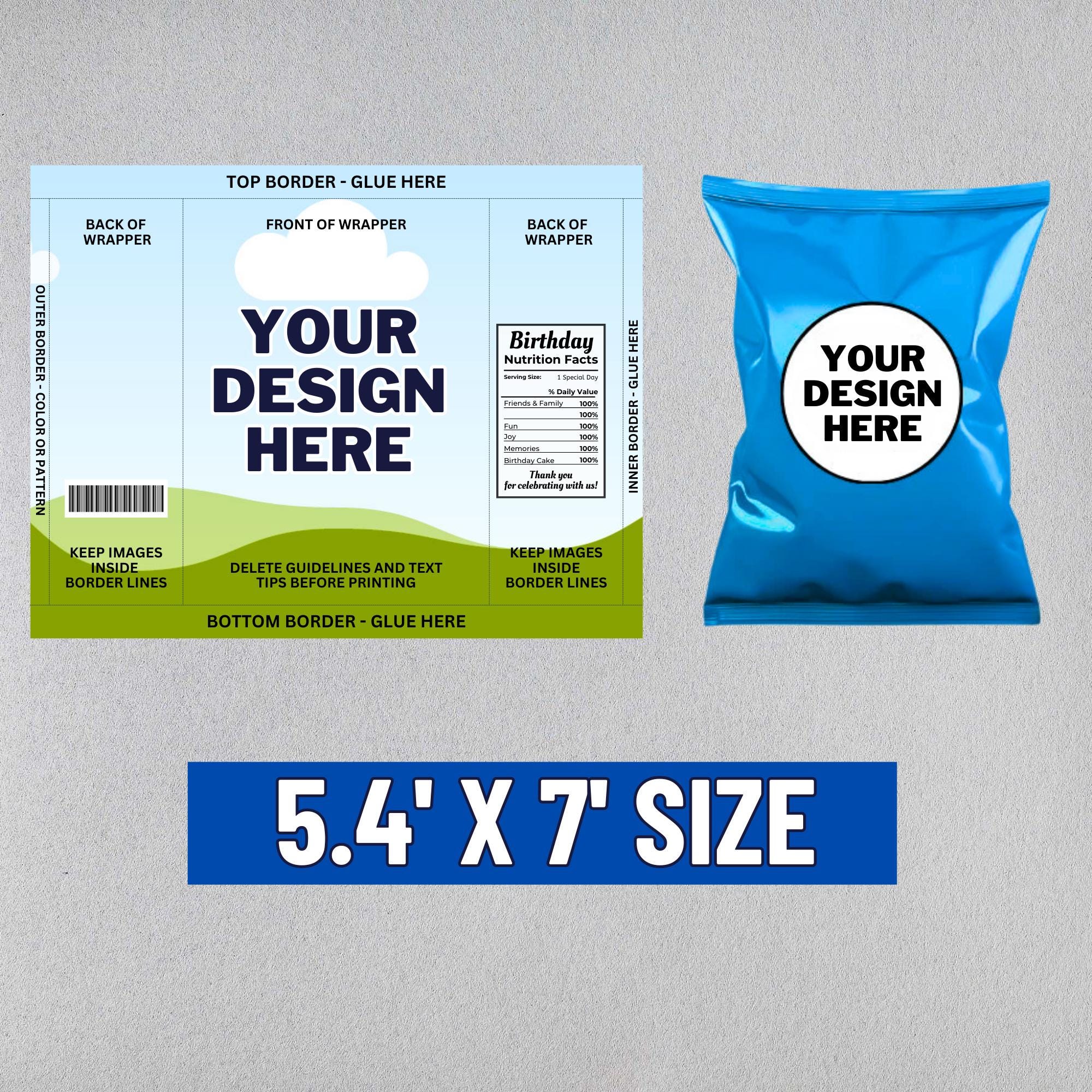 3 Size Chip Bag Template, Blank Chip Bag, Chip Bag Label, Party Chip ...