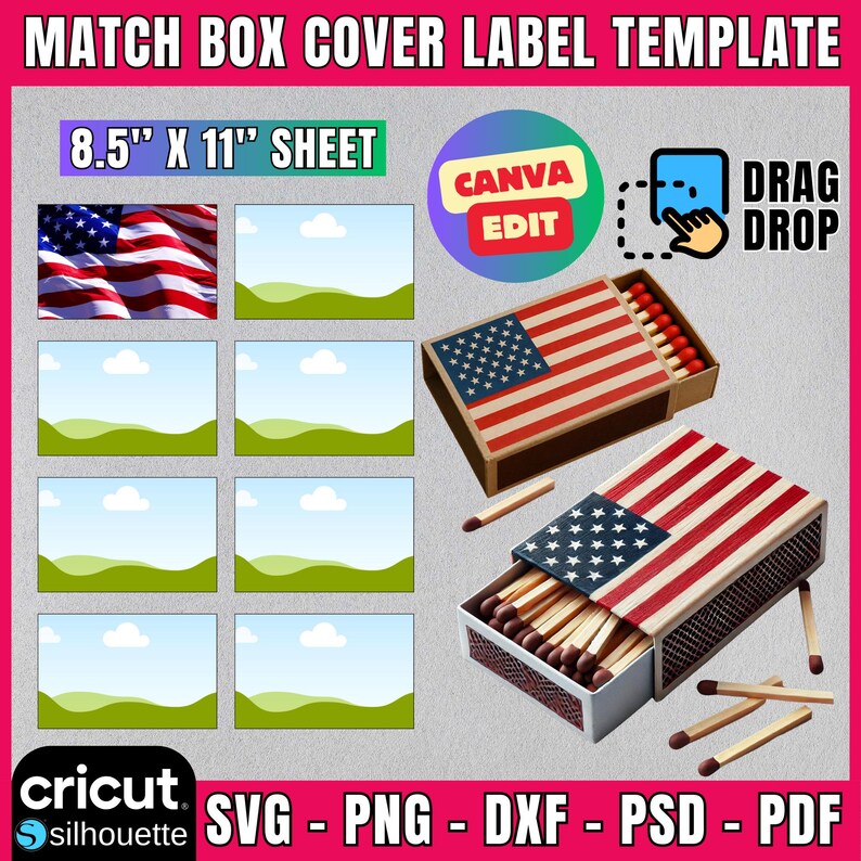 Match Box Label Template, Match Book Svg, Matchbox Template, Match Box ...