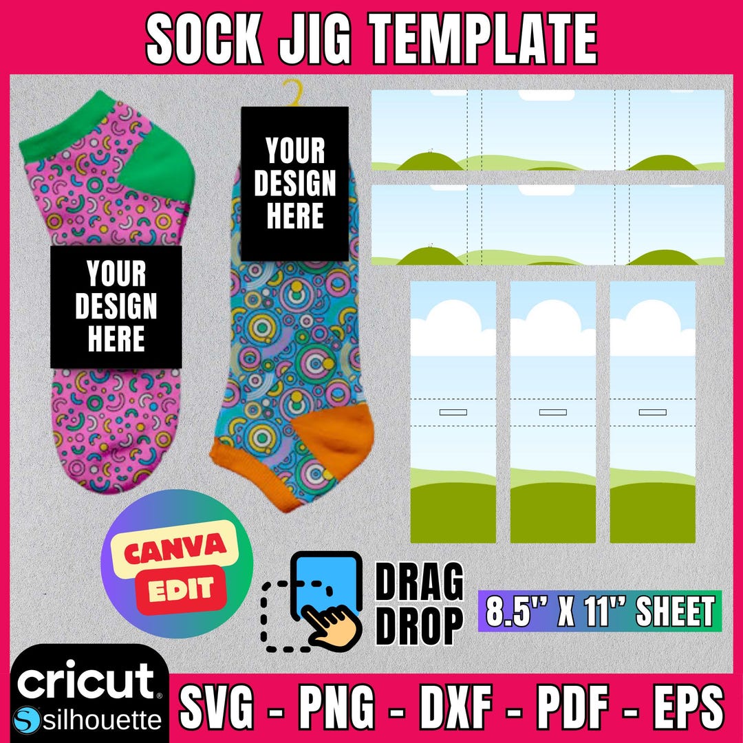 Sock Jig Template Svg, Adult Sock Jig Template, Sock Jig Sublimation ...
