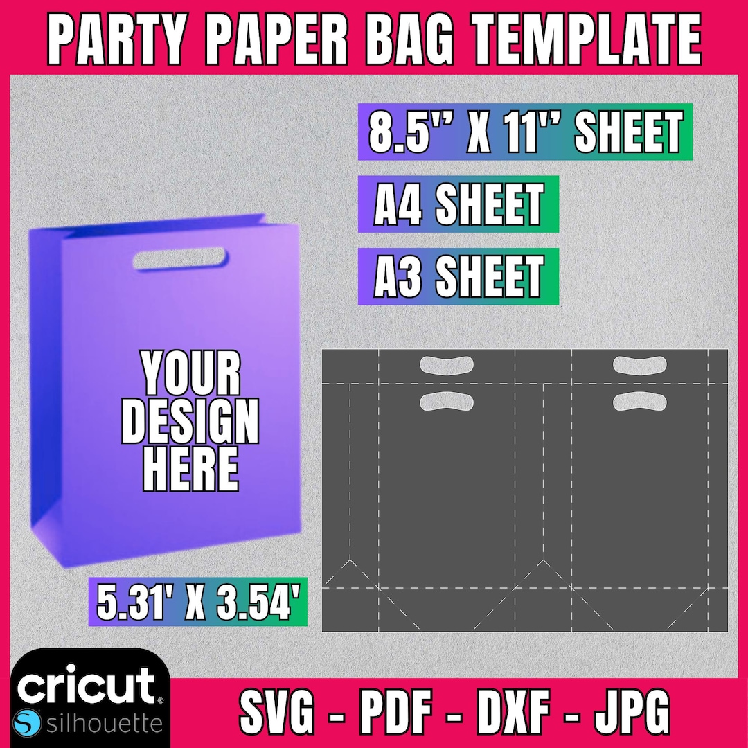Plantilla de bolsa de papel SVG, plantilla de bolsa de papel pequeña ...