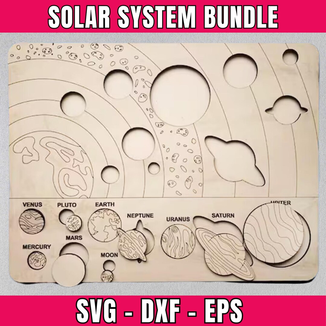 Solar System Wooden Jigsaw Toys Svg, Education Puzzle Laser Cut Svg ...