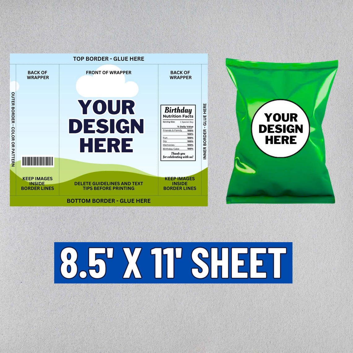 3 Size Chip Bag Template, Blank Chip Bag, Chip Bag Label, Party Chip ...