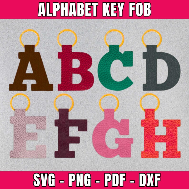 Alphabet Key Fob Svg, All Latter Bag Tag Fob Template, Faux Leather ...