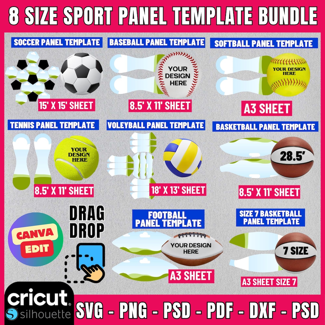 8 Size Sport Panel Template, Basketball Panel Template, Football Panel ...