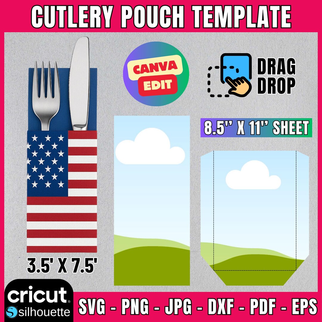 Cutlery Pouch Template, Cutlery Set Template, Cutlery Paper Holder ...
