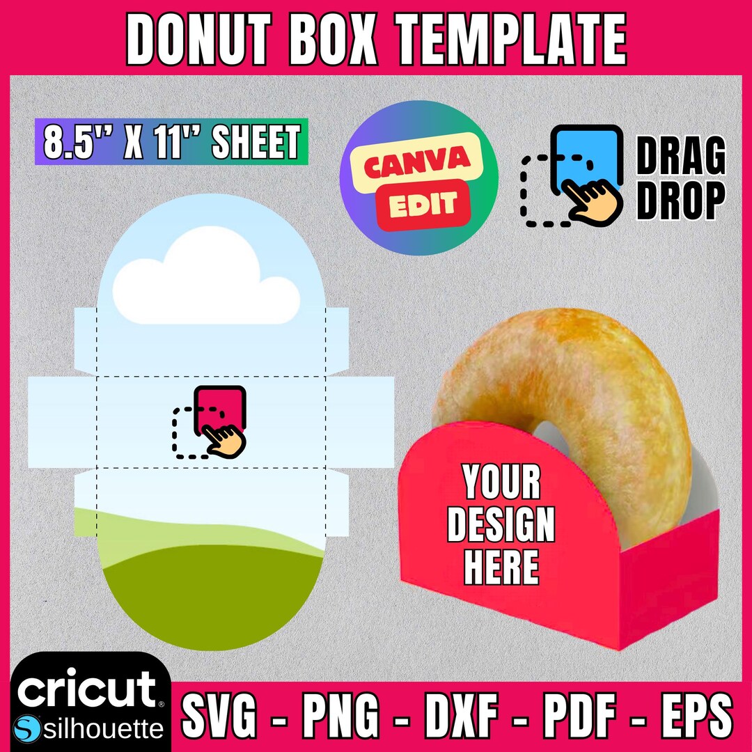 Donut Box Template, Donut Box Svg, Donut Holder Template, Party Favors, Box Svg, Birthday Gift ...