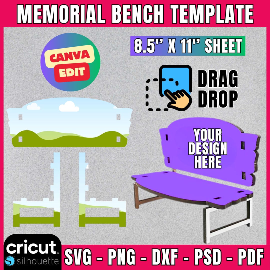 Memorial Bench Template, Memorial Bench Svg, Sublimation Bench Blank ...