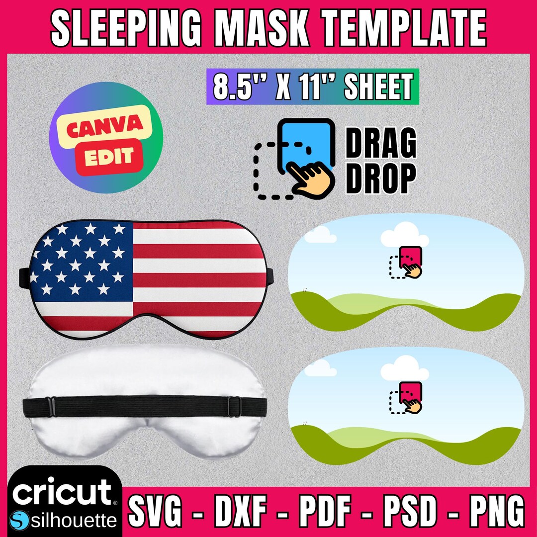 Sleeping Mask Svg, Sleep Eye Mask Template Sublimation, Customized Eye ...