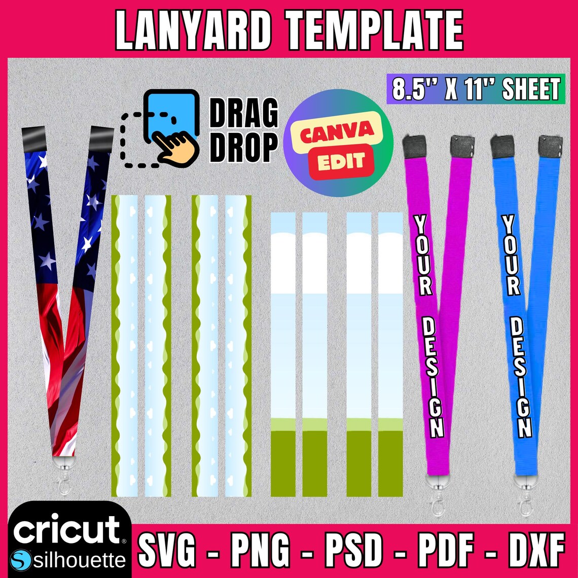 Lanyard Sublimation Template, Lanyard Template for Sublimation ...