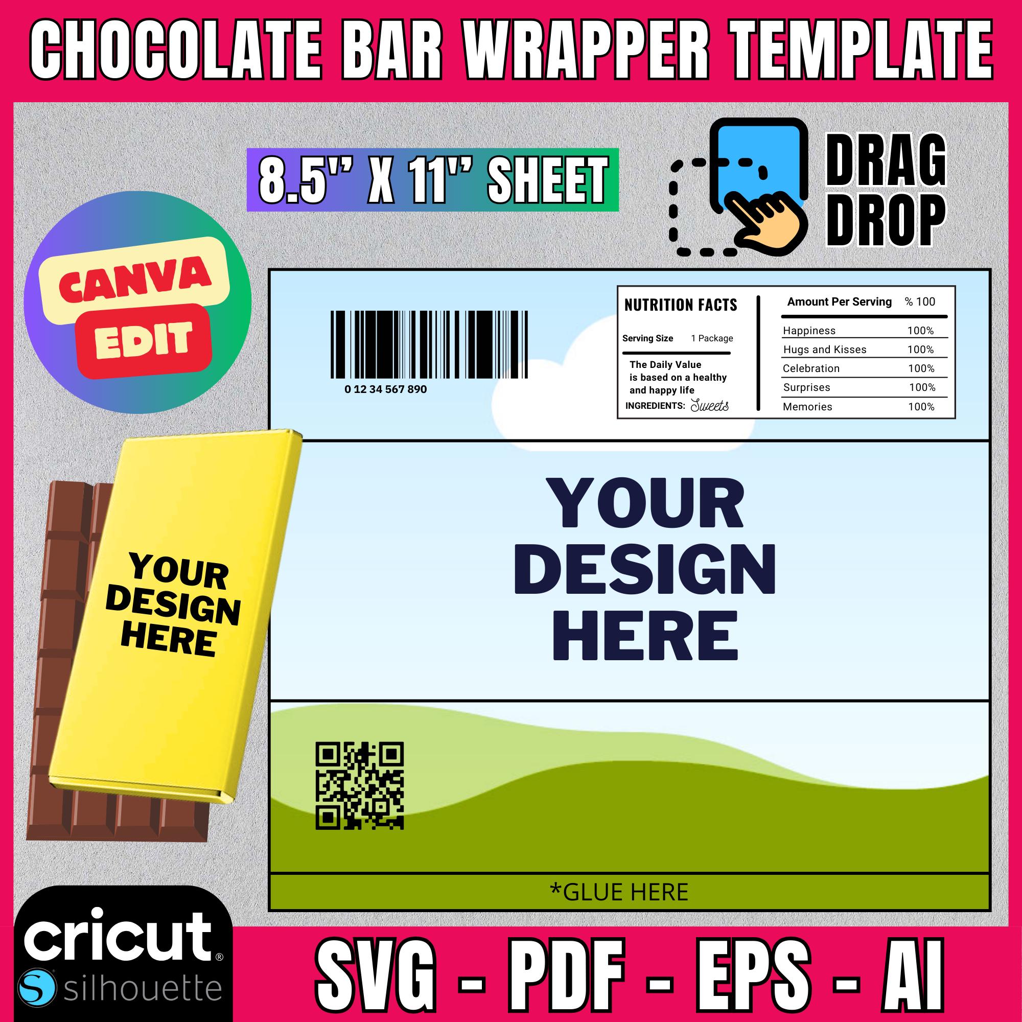 1.55oz Chocolate Bar Wrapper Template, Candy Bar Wrapper, Chocolate ...