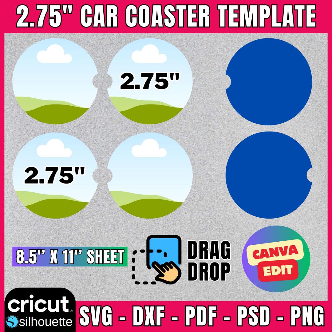 2.75" Car Coaster Template Svg, Car Cup Coaster Template, Car Coaster ...