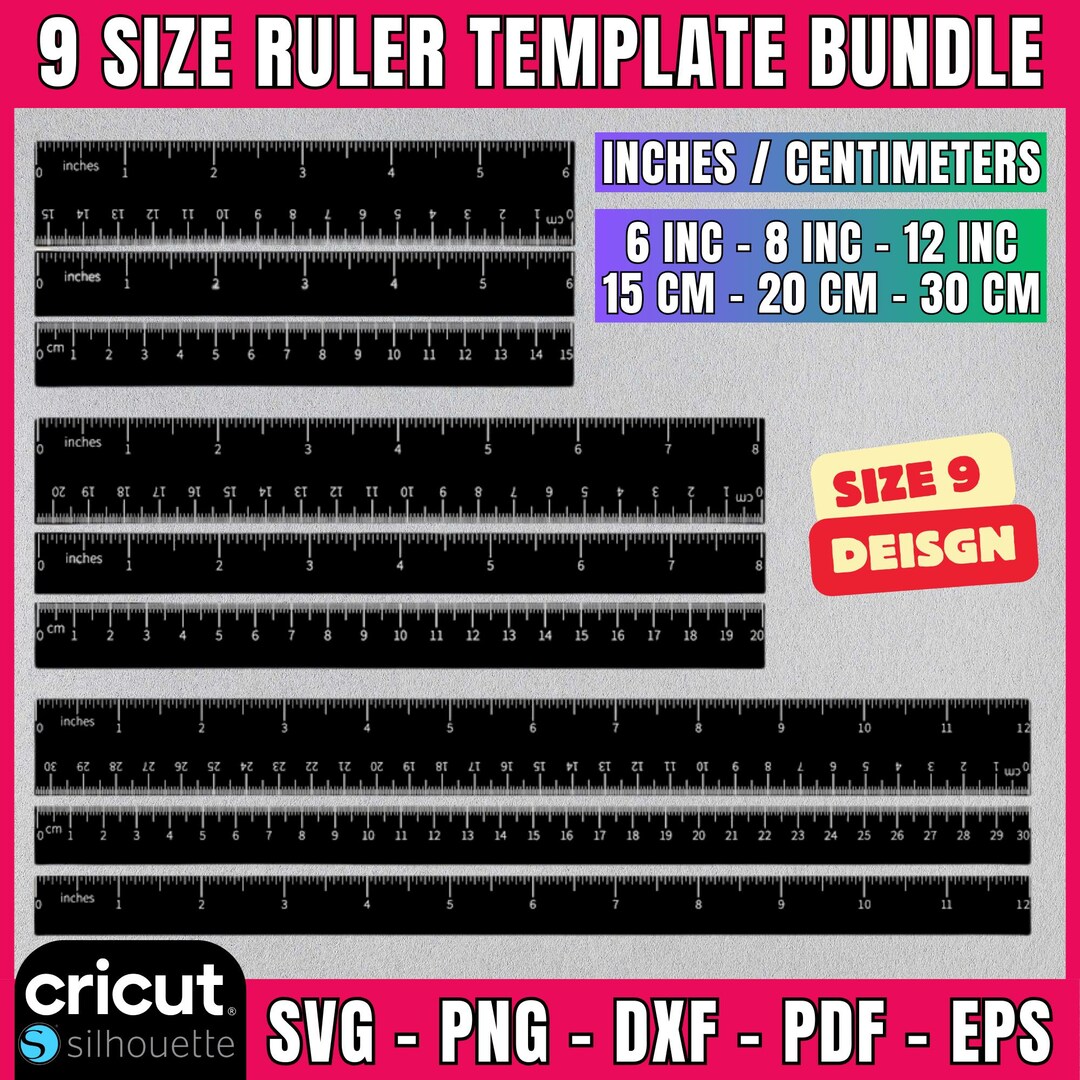 Ruler Svg, Ruler Template Svg Bundle, Laser Cut Ruler, Ruler ...