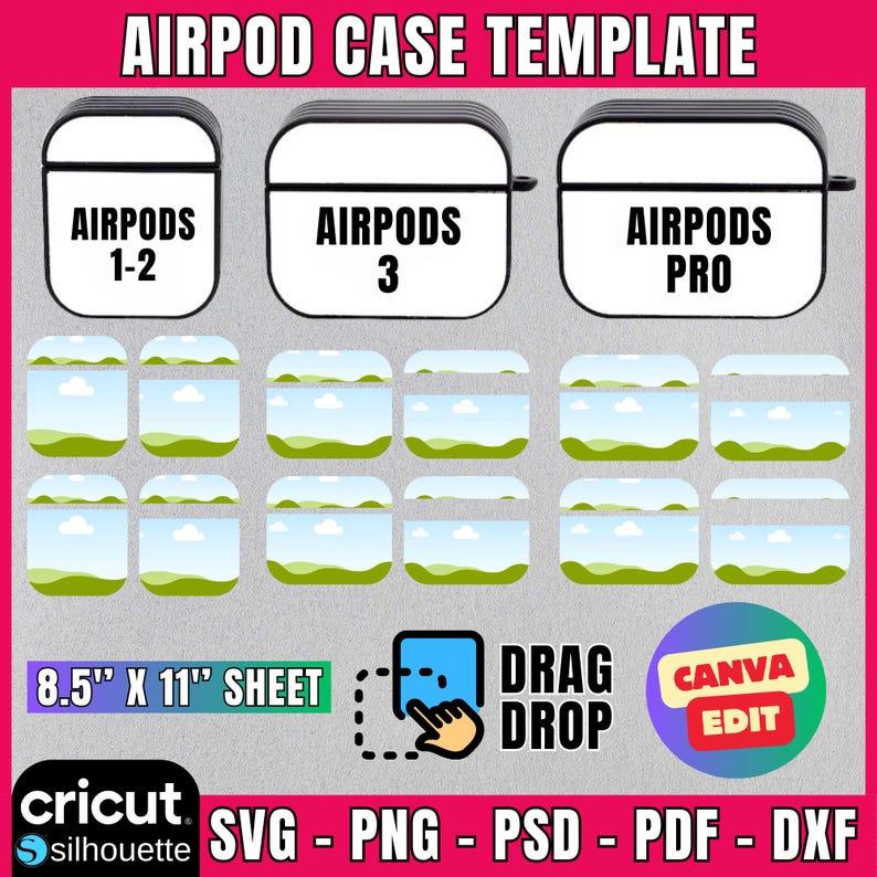 AirPod Case Sublimation Template Bundle, Phone Case Template, AirPod 1/ ...
